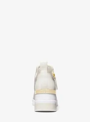 Michael Kors Willis Metallic Stretch Knit Wedge Trainers - Gold