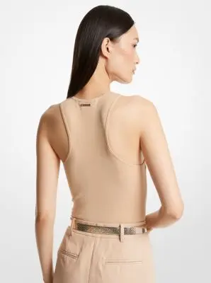 Michael Kors Ribbed Stretch Knit Racerback Bodysuit