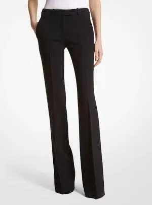 Michael Kors Haylee Double Crepe Sablé Flared Trousers - Black