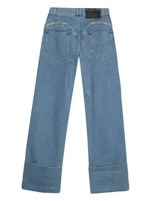 MUGLER Zipped Wide-leg Jeans