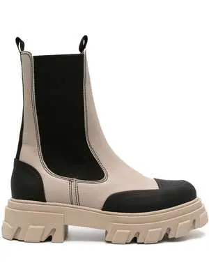 GANNI Cleated Faux-leather Chelsea Boots - Neutrals