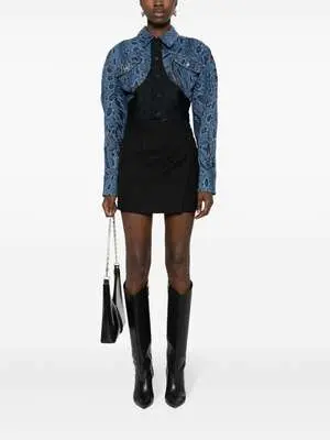 MUGLER Snake-print Panelled Jacket - Blue