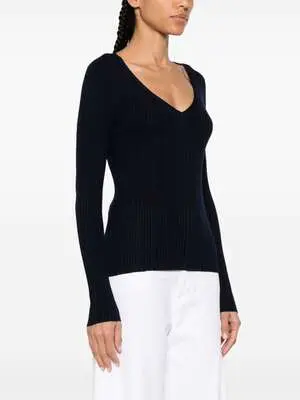 Theory V-neck Rib Knit Top - Blue