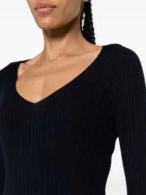 Theory V-neck Rib Knit Top - Blue