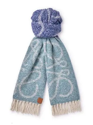 Loewe Fringed Logo-jacquard Alpaca-blend Scarf