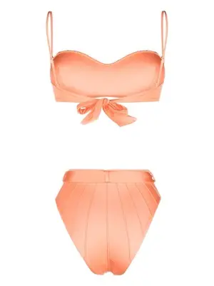 NOIRE SWIMWEAR High-waist Belted Bikini Set - Orange