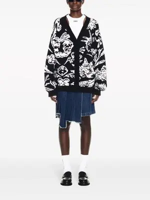 Off-White Tattoo-intarsia Cotton-blend Cardigan
