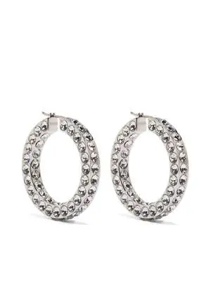 Amina Muaddi Jahleel Crystal-embellished Hoop Earrings - Silver