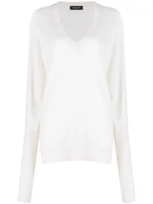 Fabiana Filippi V-neck Fine-knit Jumper - White