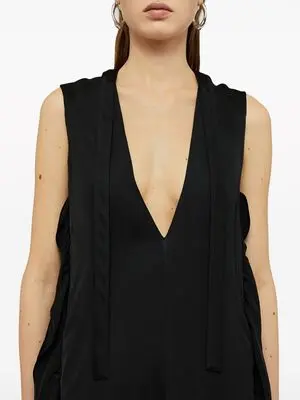 JIL SANDER Ruffle-trim Satin Maxi Dress - Black