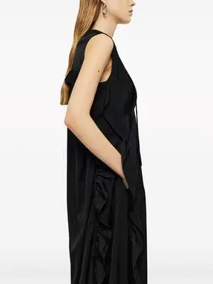JIL SANDER Ruffle-trim Satin Maxi Dress - Black
