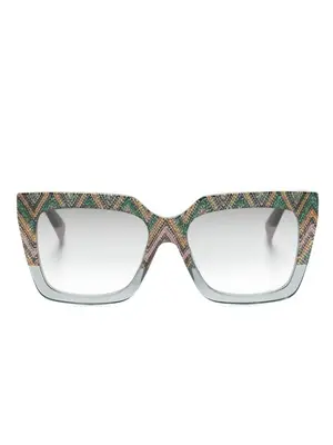 Missoni Zigzag-pattern Rectangle-frame Sunglasses - Grey