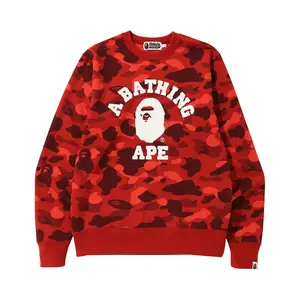 A BATHING APE Color Camo College Crewneck - Red