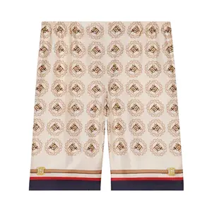 Gucci Equestrian Print Silk Twill Shorts - White
