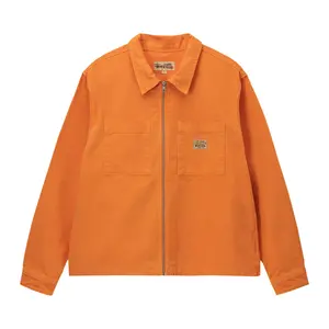 StÜssy Washed Canvas Zip Shirt - Orange