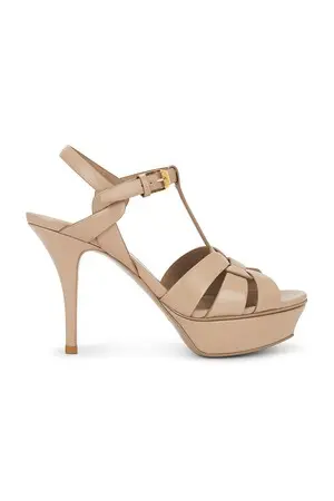 Saint Laurent Tribute Platform Sandal - Dark Beige