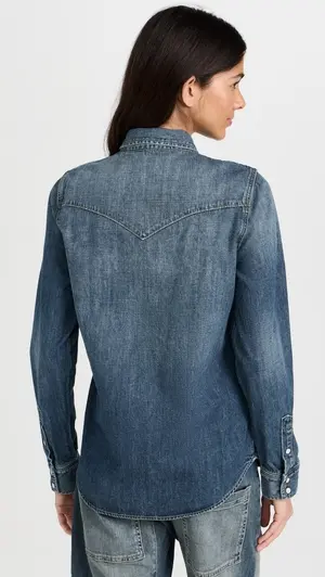 NILI LOTAN Travis Denim Shirt - Classic Wash