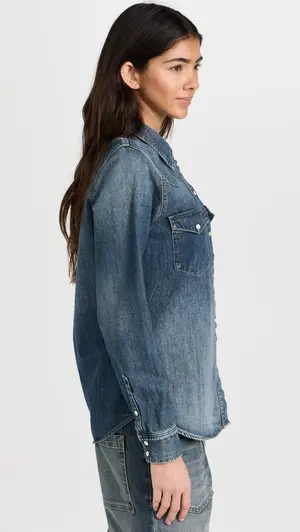 NILI LOTAN Travis Denim Shirt - Classic Wash