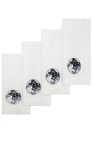 CHEFANIE Disco Ball Dinner Napkins Set Of 4 In White - N,a