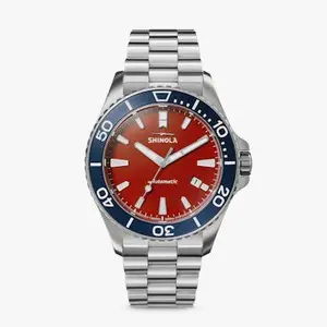 Shinola Automatic Watch With Stainless Steel Strap - Red