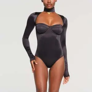 SKIMS Stretch Satin Pendant Long Sleeve Bodysuit