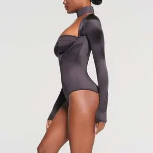 SKIMS Stretch Satin Pendant Long Sleeve Bodysuit