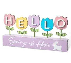GLITZHOME Hello Spring & Easter Blooming Tulips Table Decor - One-color