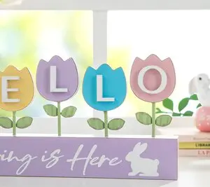 GLITZHOME Hello Spring & Easter Blooming Tulips Table Decor