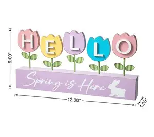 GLITZHOME Hello Spring & Easter Blooming Tulips Table Decor