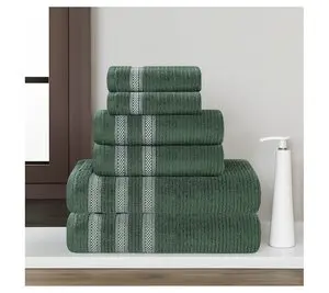 SUPERIOR 6pc Soft Zero Twist Cotton Ribbed Plus Towel Set - One-color