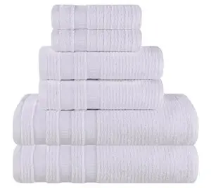 SUPERIOR 6pc Soft Zero Twist Cotton Ribbed Plus Towel Set