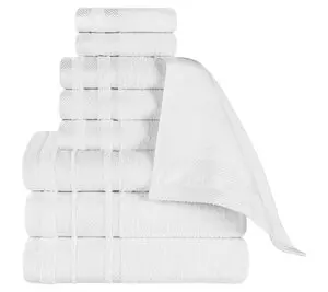 SUPERIOR 9pc Zero Twist Cotton Dobby Border Sof T Towel Set