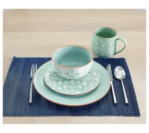 BAUM BROTHERS Baum Maggie Turquoise 16pc Dinnerware Set