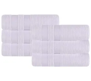 SUPERIOR 6pc Soft Zero Twist Cotton Ribbed Plus H Hand Towels