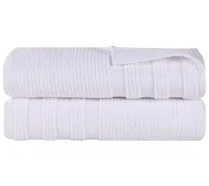 SUPERIOR 2pc Soft Zero Twist Cotton Ribbed Plus H Bath Sheets