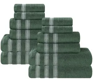 SUPERIOR 12pc Soft Zero Twist Cotton Ribbed Plu H Towel Set