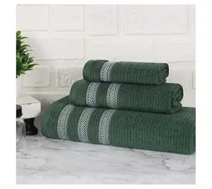 SUPERIOR 3pc Soft Zero Twist Cotton Ribbed Plus Towel Set - One-color