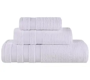 SUPERIOR 3pc Soft Zero Twist Cotton Ribbed Plus Towel Set