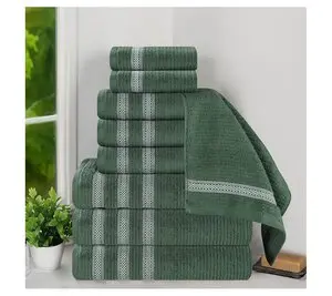 SUPERIOR 9pc Soft Zero Twist Cotton Ribbed Plus Towel Set - One-color