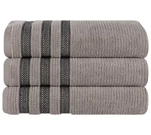 SUPERIOR 3pc Soft Zero Twist Cotton Ribbed Plus Bath Towels