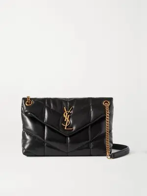 Saint Laurent Small Matelassé Leather Shoulder Bag - Black