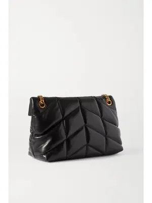 Saint Laurent Small Matelassé Leather Shoulder Bag - Black