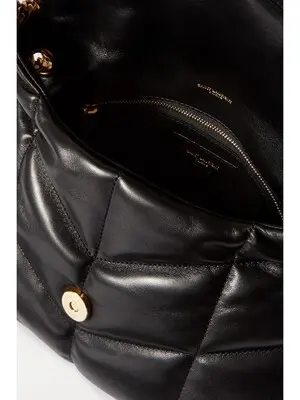 Saint Laurent Small Matelassé Leather Shoulder Bag - Black