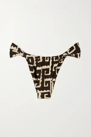 Faithfull The Brand Net Sustain Andez Printed Stretch-econyl Bikini Briefs - Black