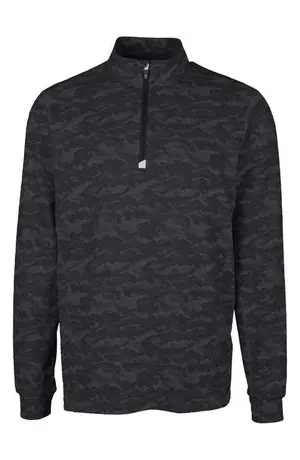 Cutter & Buck Traverse Camo Quarter Zip Pullover - Black