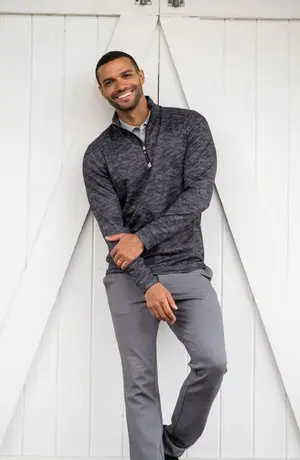 Cutter & Buck Traverse Camo Quarter Zip Pullover - Black
