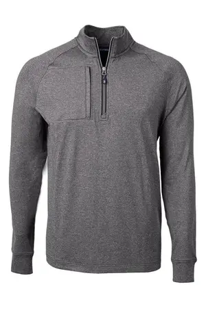 Cutter & Buck Adapt Heather Quarter Zip Pullover - Black Heather