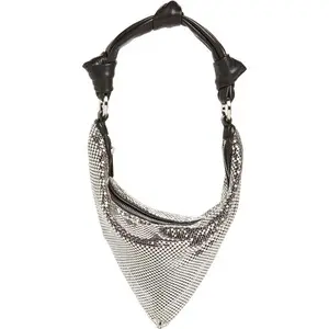 Amina Muaddi Mini Cameron Mesh Hobo Bag