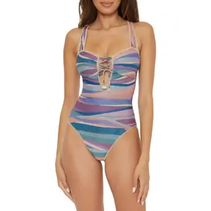 BECCA By Rebecca Virtue Sound Waves Metallic One-piece Swimsuit