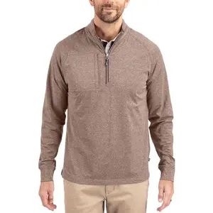 Cutter & Buck Adapt Heather Quarter Zip Pullover - Texas Orange Heather